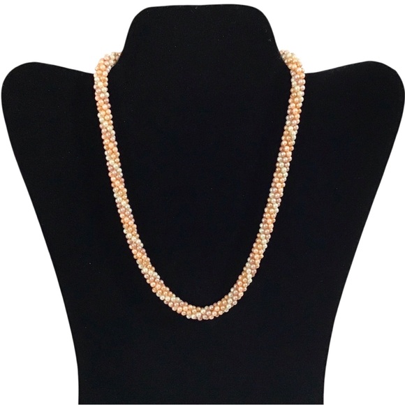 Jewelry | Germany Rolled Pearl Necklace Pale Pink Cream Cluster Costume ...